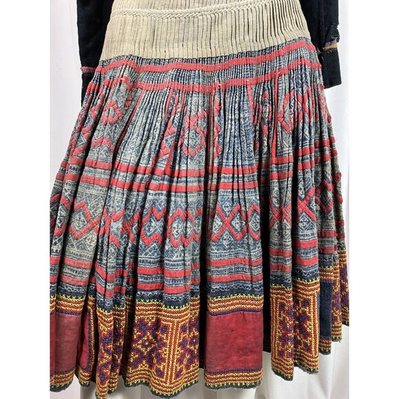 Dresses | Vintage Antique 3 Pc Laos Thai Hmong Miao Embroidered Pleated ...